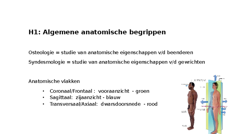 Algemene Anatomische Begrippen en Osteologie Studie H1 - Studocu