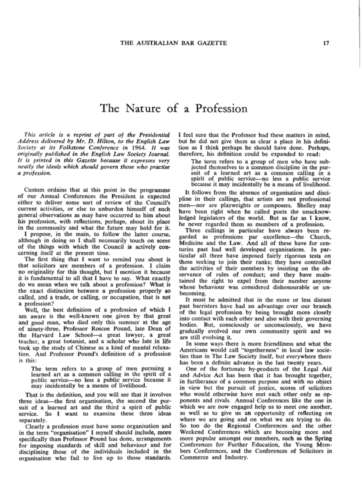 Nature of a Profession - Trial advocacy - THE AUSTRALIAN BAR GAZETTE 17 ...