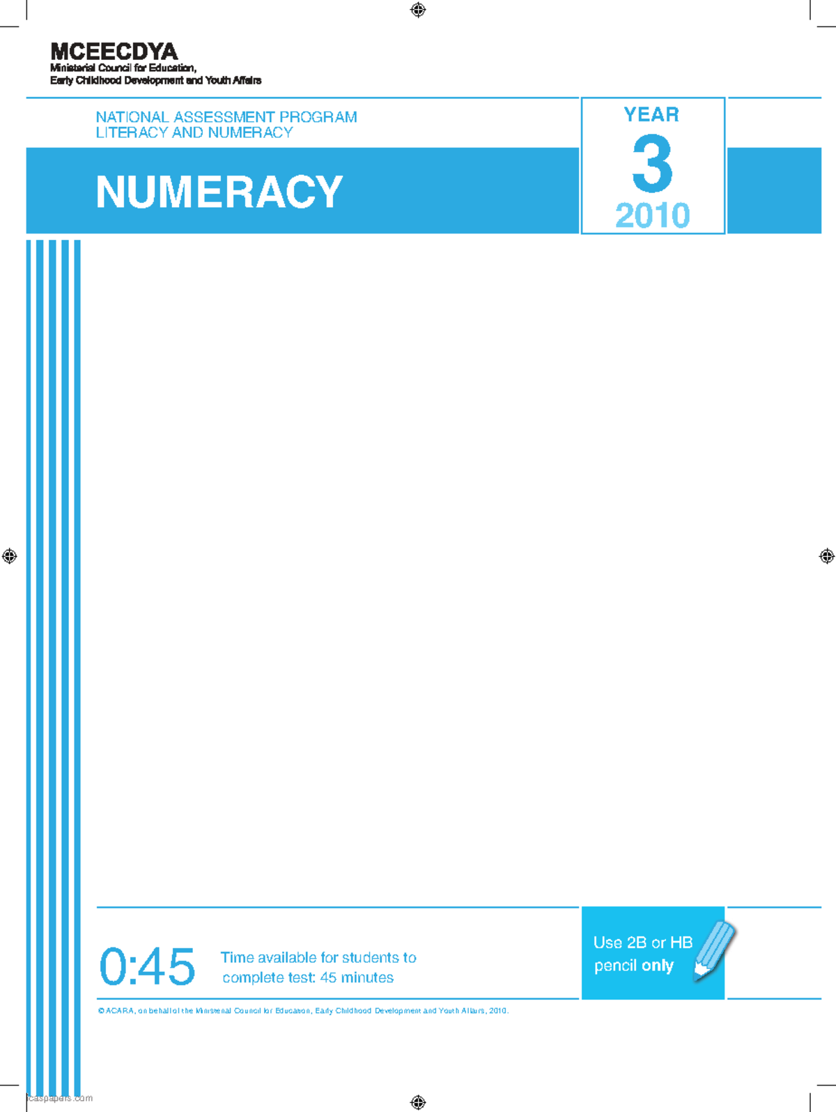 NAPLAN 2010 Year 3 Numeracy Practice Questions - Studocu