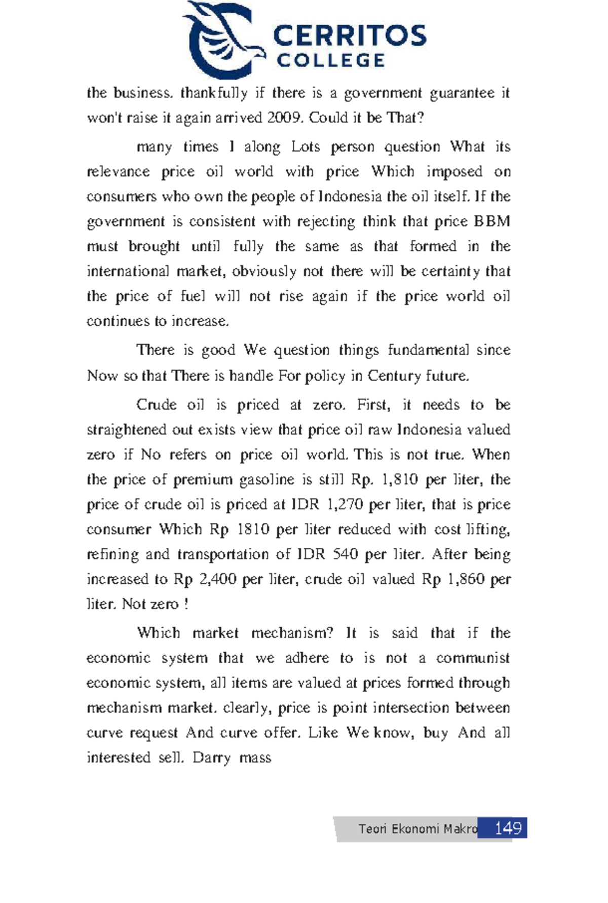 Document Study in Cerritos College - Macroeconomics-56 - Teori Ekonomi Makro 149 the business ...