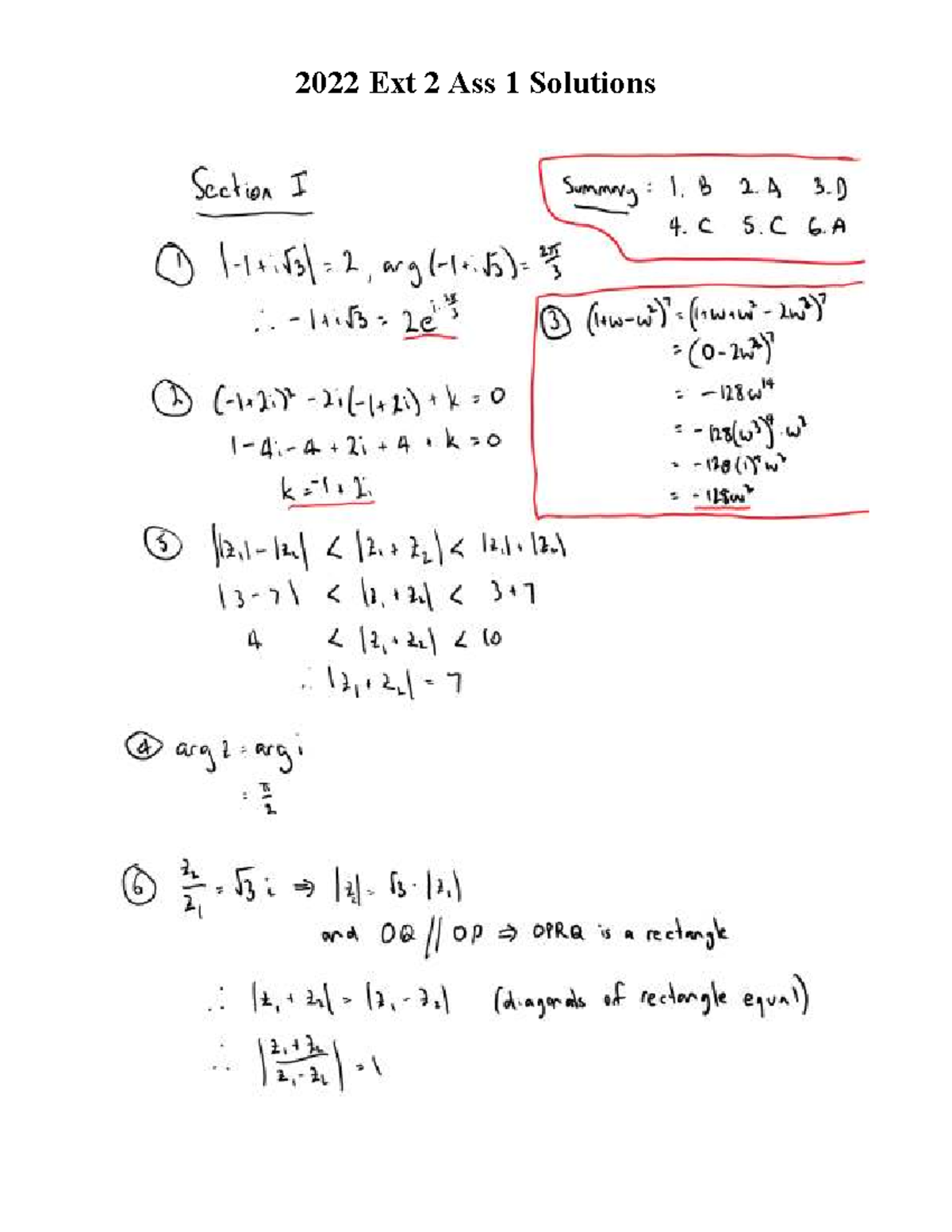 2022 HSC X2 T1 Assignment 1 Solutions Summary - Studocu
