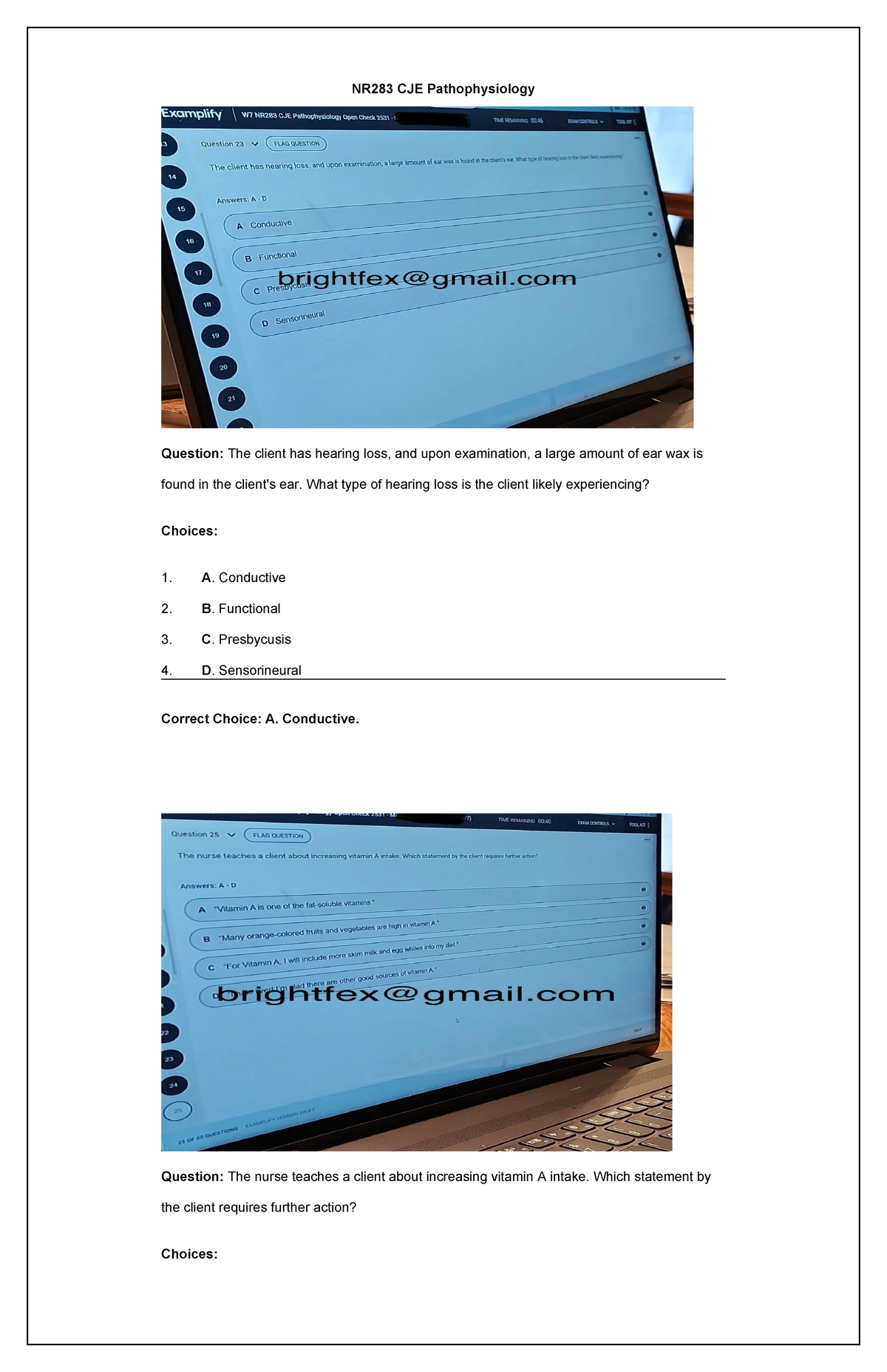 NR283 CJE Pathophysiology: Hearing Loss & Postoperative Care Questions ...