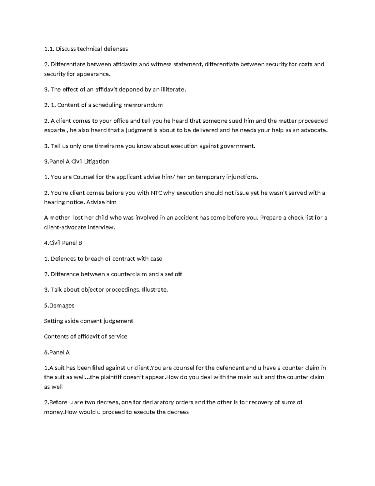 Civil Orals: Comprehensive Guide to Legal Procedures and Defenses - Studocu