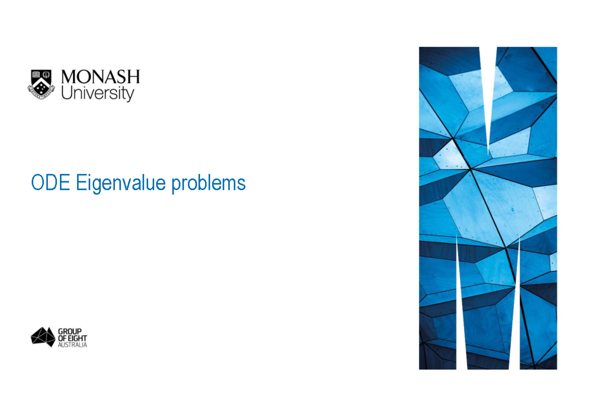 ODE Eigenvalue Problems in Linear Algebra: Methods & Solutions - Studocu