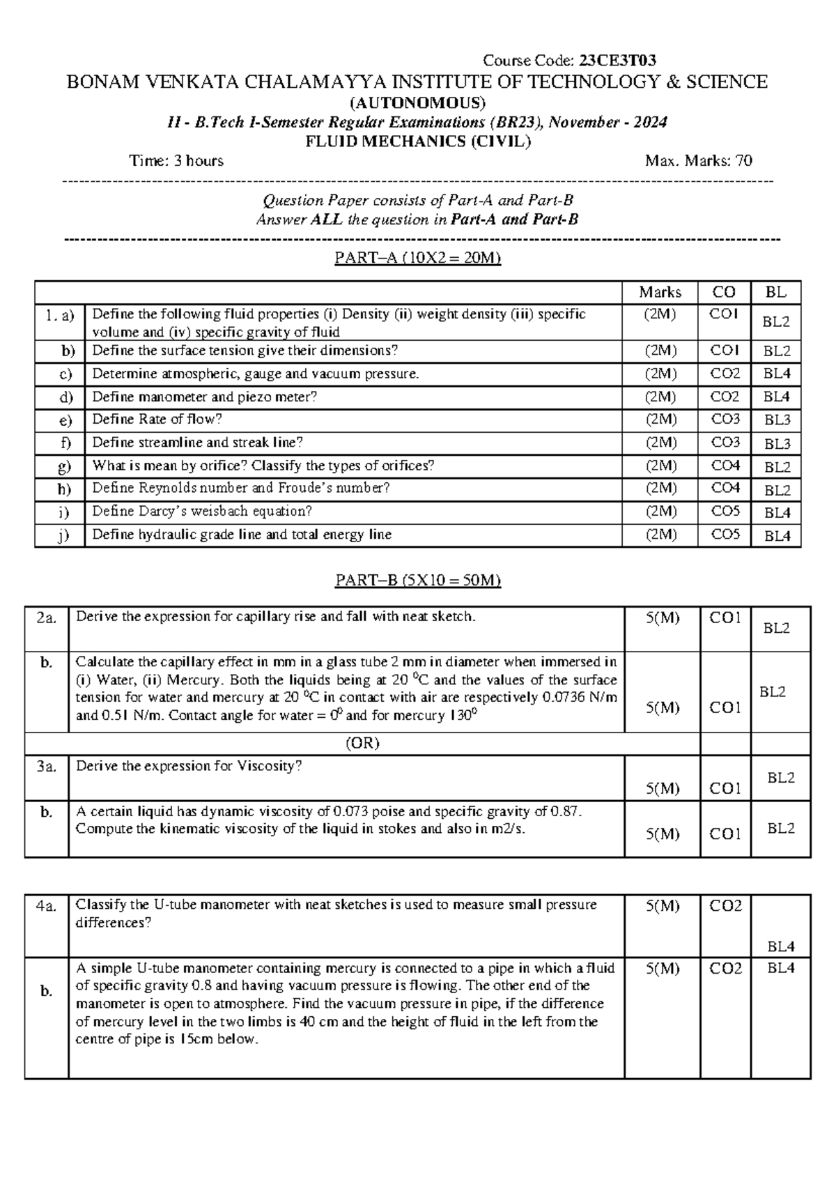 FM Model Question Paper - Course Code: 23CE3T BONAM VENKATA CHALAMAYYA ...