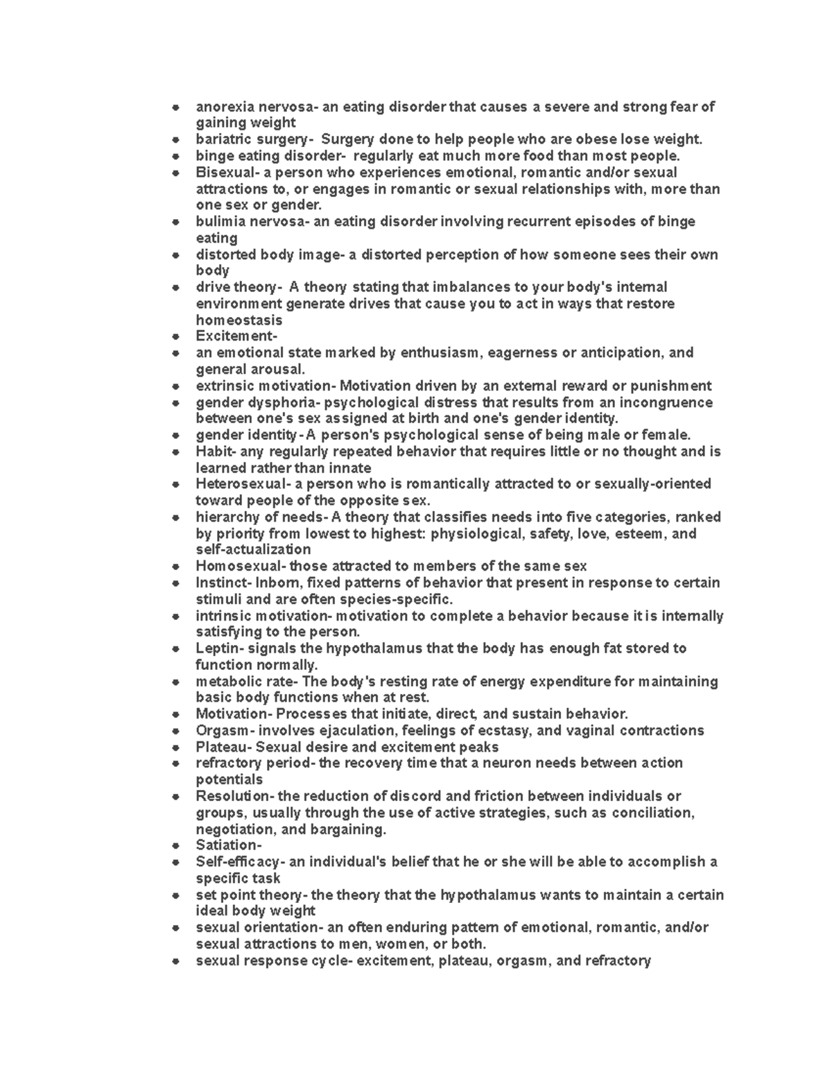 Copy of Terms List Motivation - anorexia nervosa- an eating disorder ...