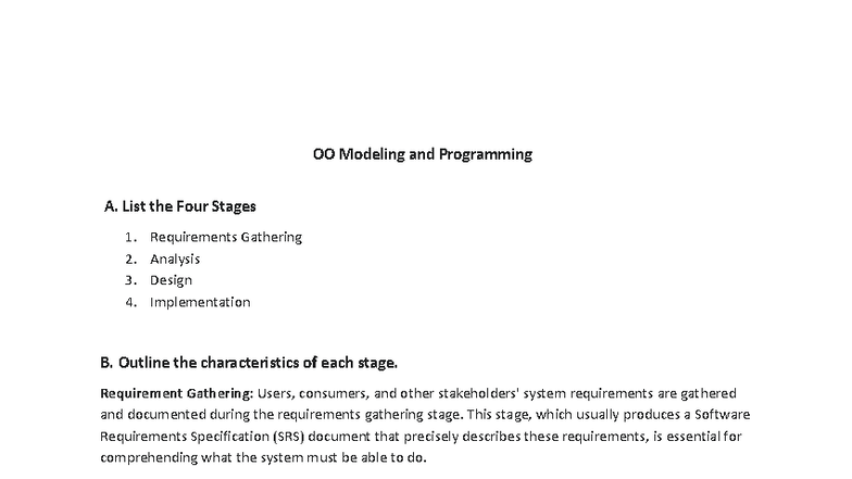 ITM207 - OO Modeling & Programming: Four Stages Explained - Studocu
