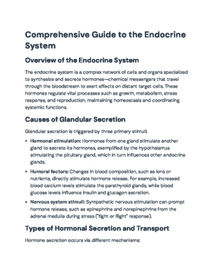 Endocrine System - Study Notes & Assignments - Studocu
