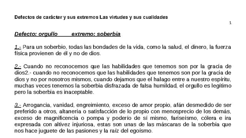 Defectos de Carácter y Virtudes: Análisis Profundo 855957102 - Studocu