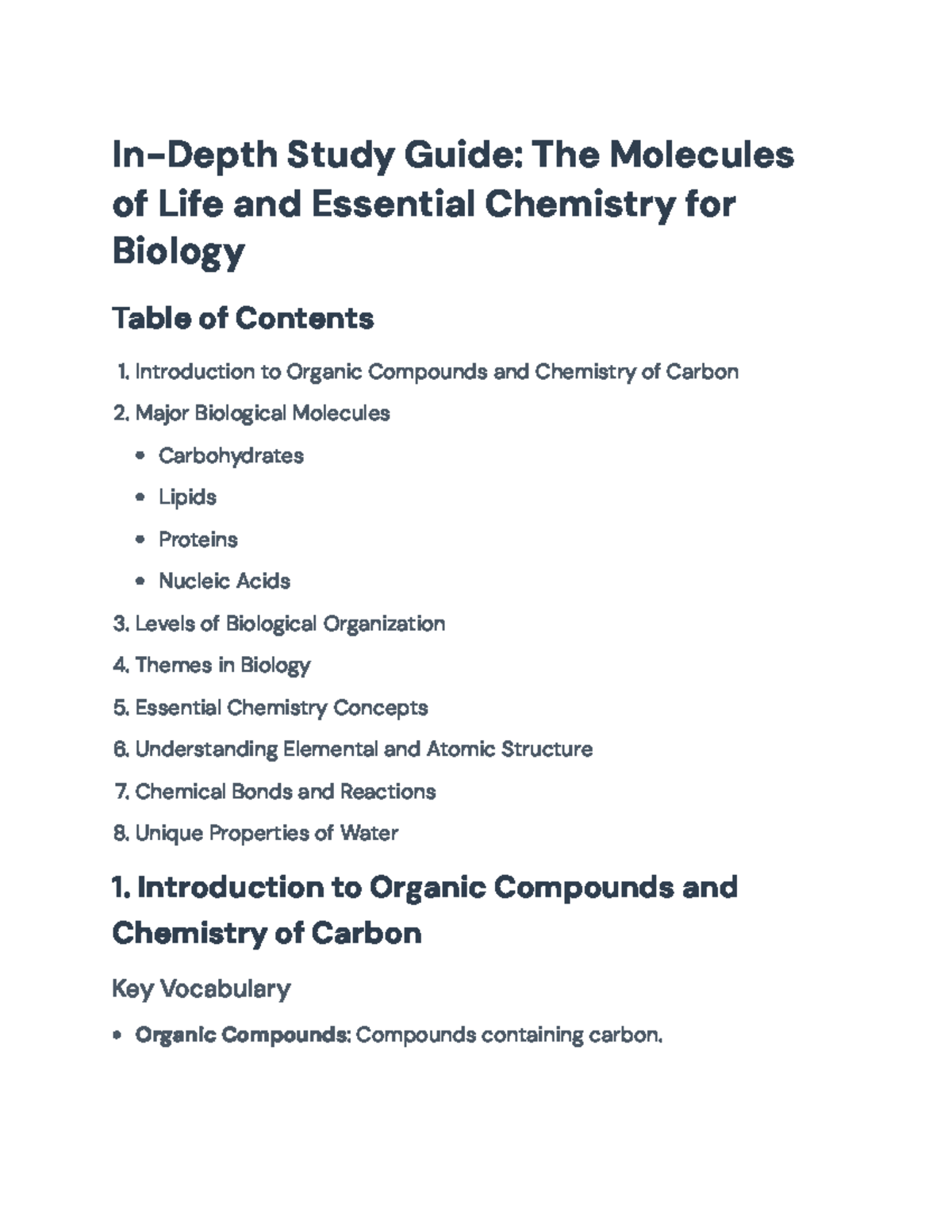 Biology 101: In-Depth Study Guide on Molecules of Life & Chemistry - In ...