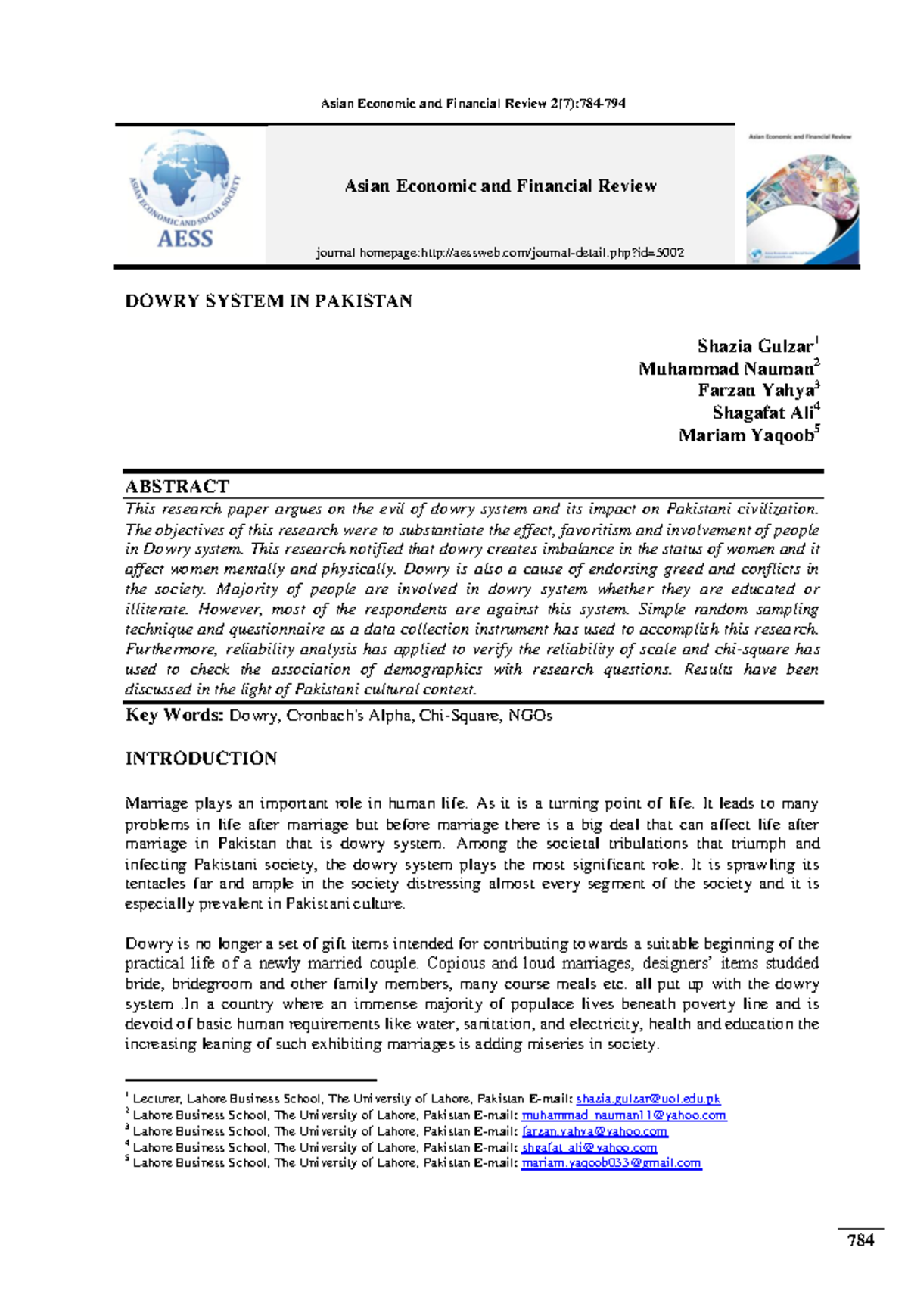 Dowry System in Pakistan: An Analysis of Its Societal Impact - Studocu