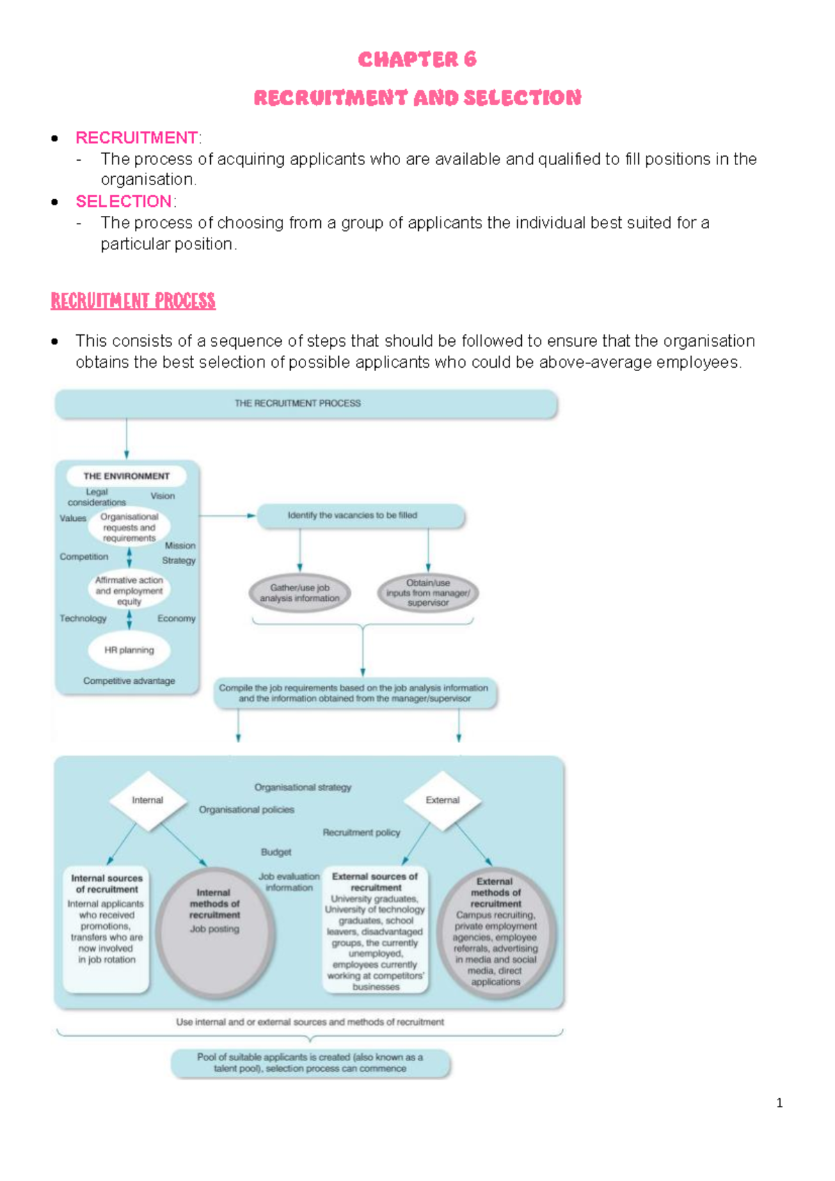 BDO 319 - Chapter 6: Recruitment and Selection Strategies - Studocu