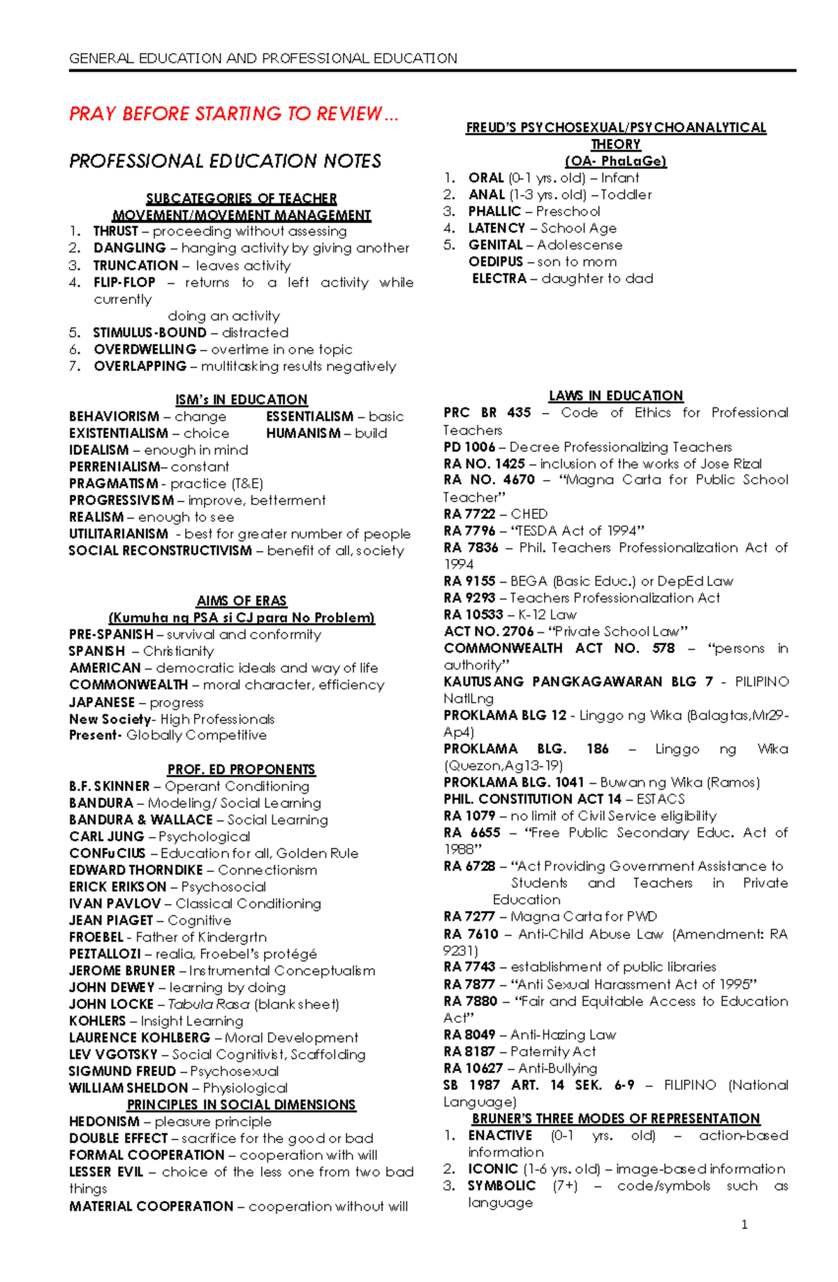 LET- Notes - Comprehensive LET Reviewer for General Education - Studocu