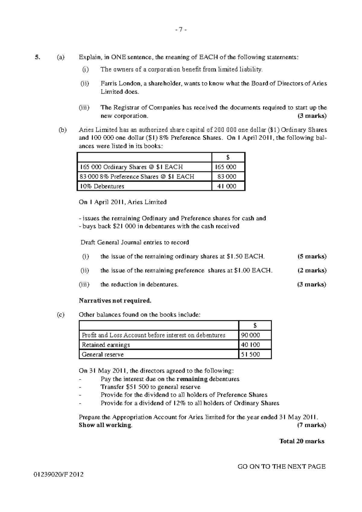 Aries Limited - Accounting CXC Exam Preparation Guide - Studocu