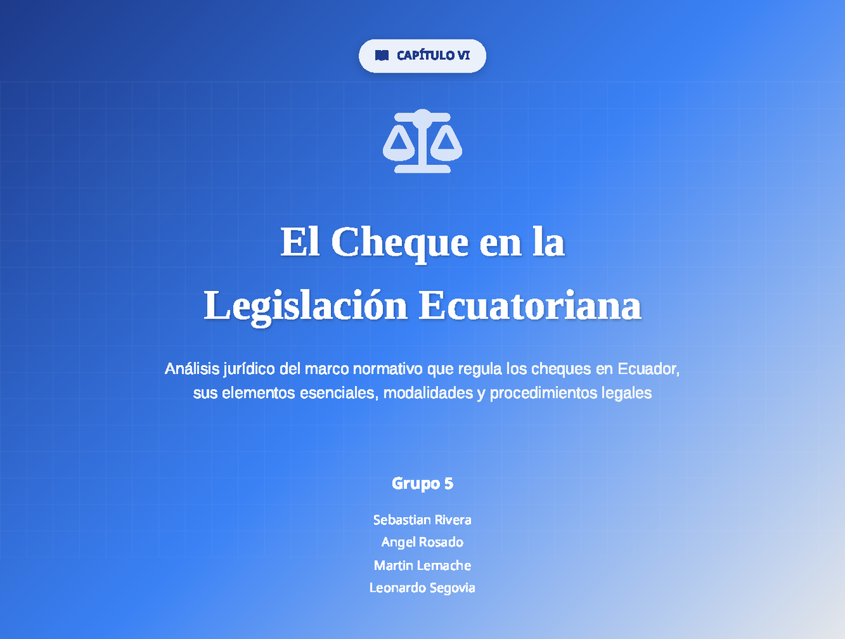 CAPÍTULO VI: Análisis Jurídico del Cheque en Ecuador - Studocu