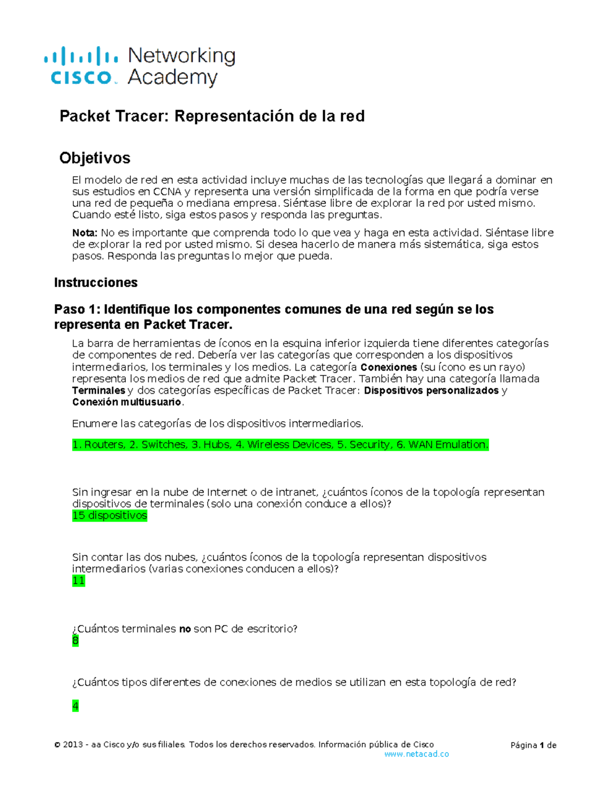 Packet Tracer: Representación de Red para CCNA 1.5.5 - Studocu