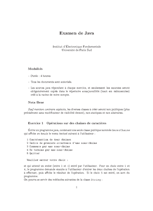 Examen JAVA avec la Correction - Examen : Langage de programmation Java ...