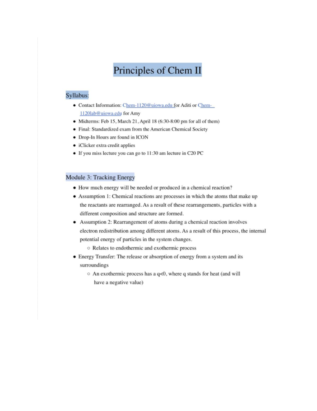 Chem II Lecture Notes: Energy Transfer, Reaction Mechanisms ...