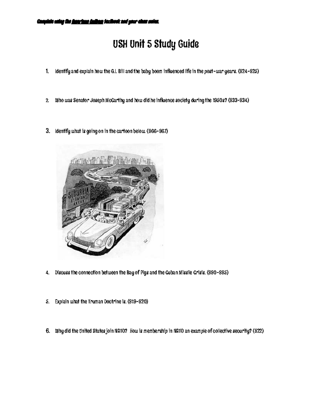 USH Unit 5 Study Guide: Post-War America & Major Events Analysis - Studocu