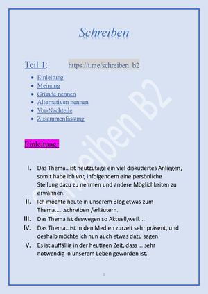 Training goethe zerifikat b2 schreiben - Übersicht 1 62 ...