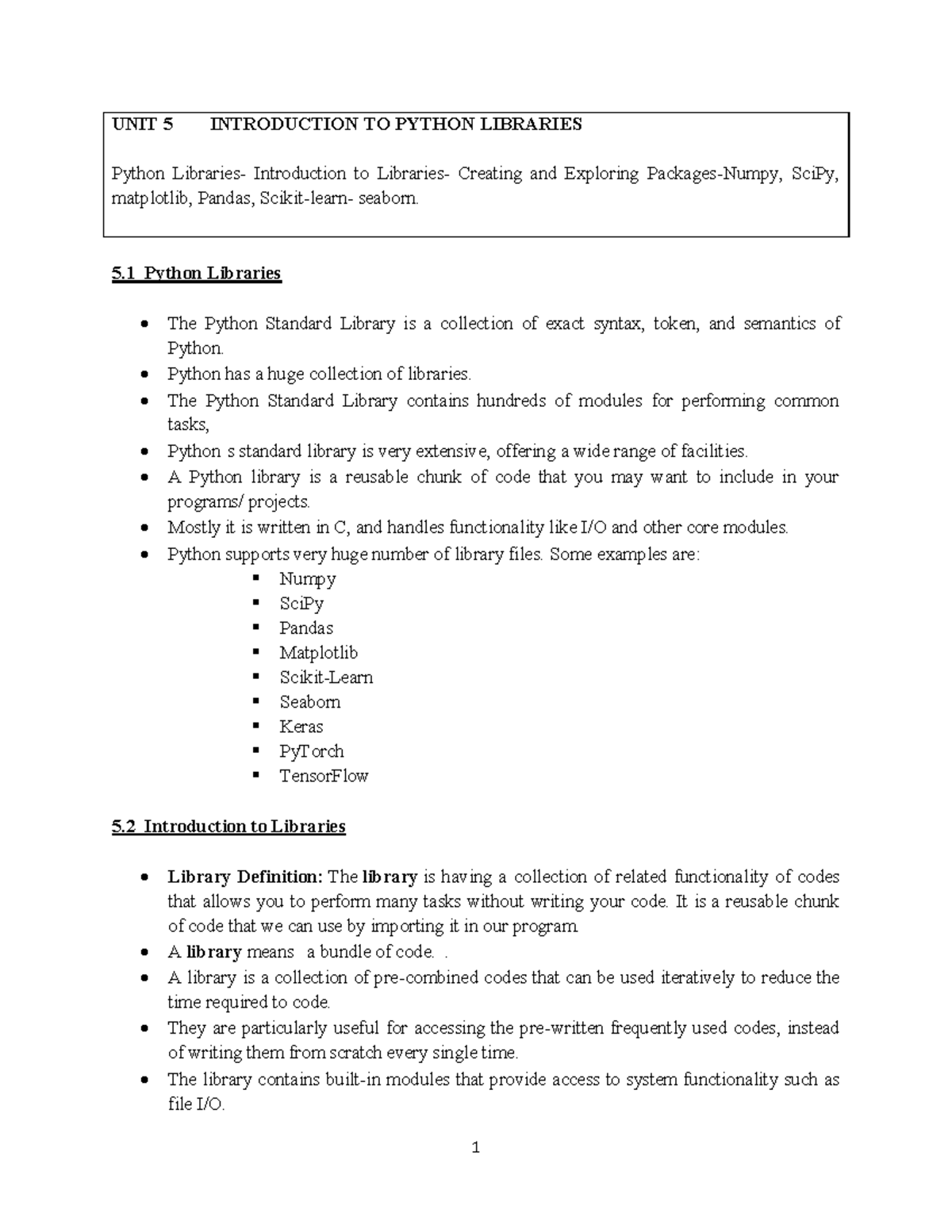 UNIT 5: Introduction to Python Libraries - SciPy, Matplotlib, Pandas ...