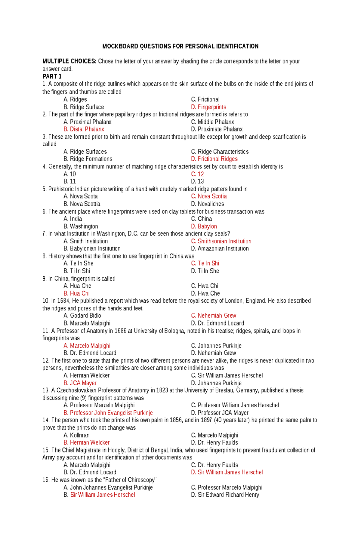 471225503 Mockboard Questions for Personal Identification Exam - Studocu