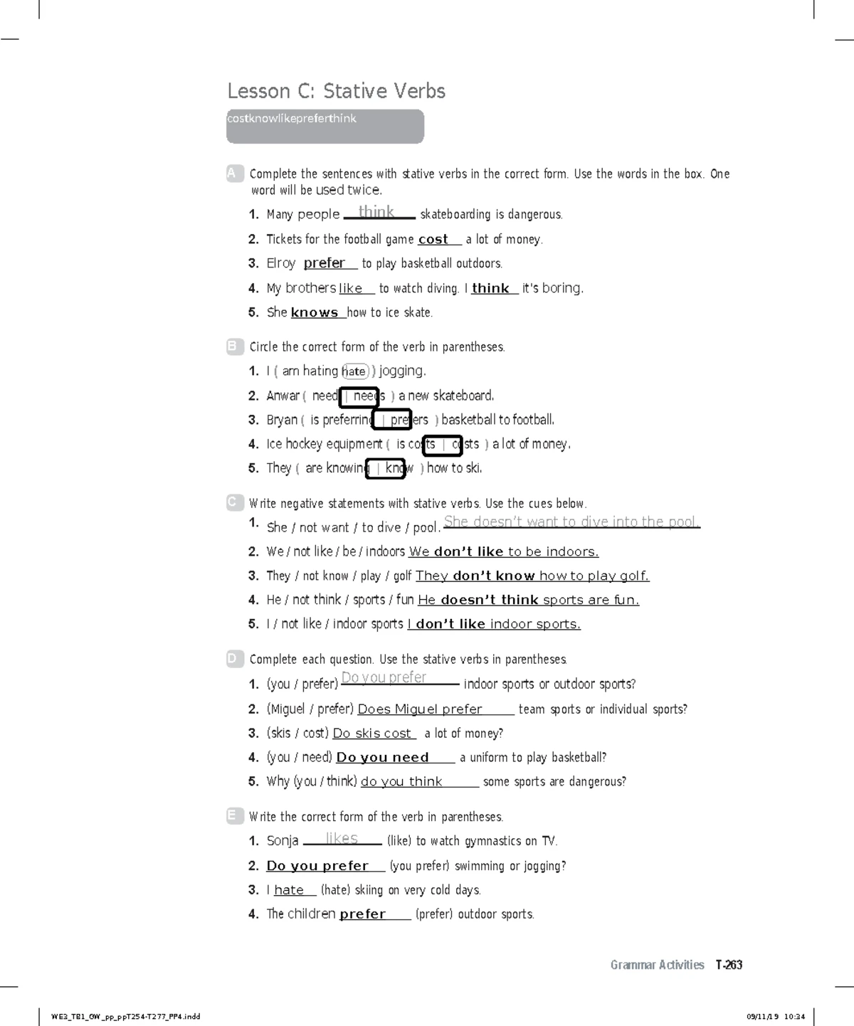 GPT:22 Lesson C - Stative Verbs Practice and Activities - Studocu