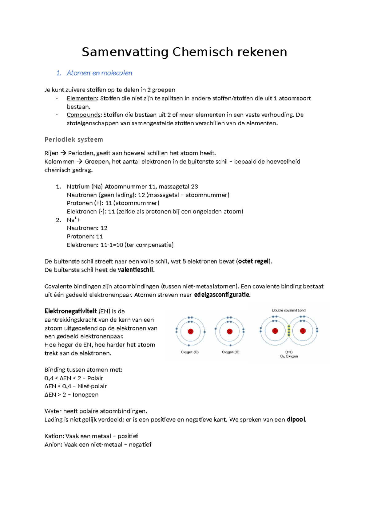Samenvatting Chemisch Rekenen - Blok A - Essentiële Concepten ...