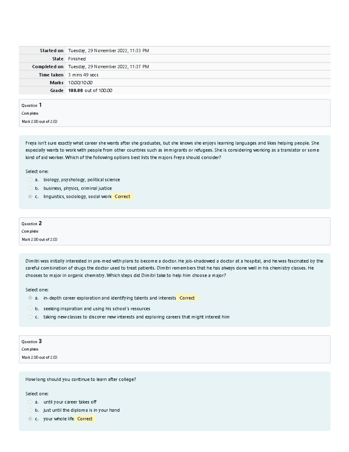 PRAC Midterm Quiz 1 Attempt Review - Career Choices & Learning - Studocu