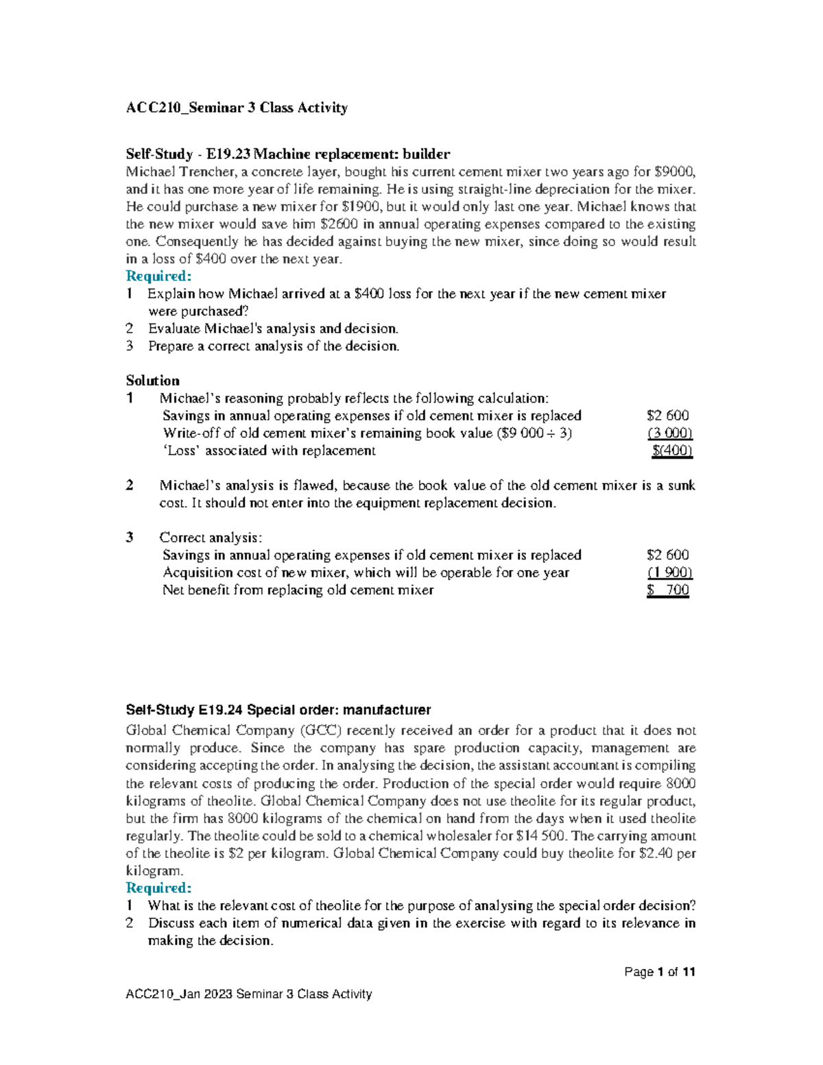 Sem 3 Class Activity Jan2023 Students final - Page 1 of 11 ACC210 ...
