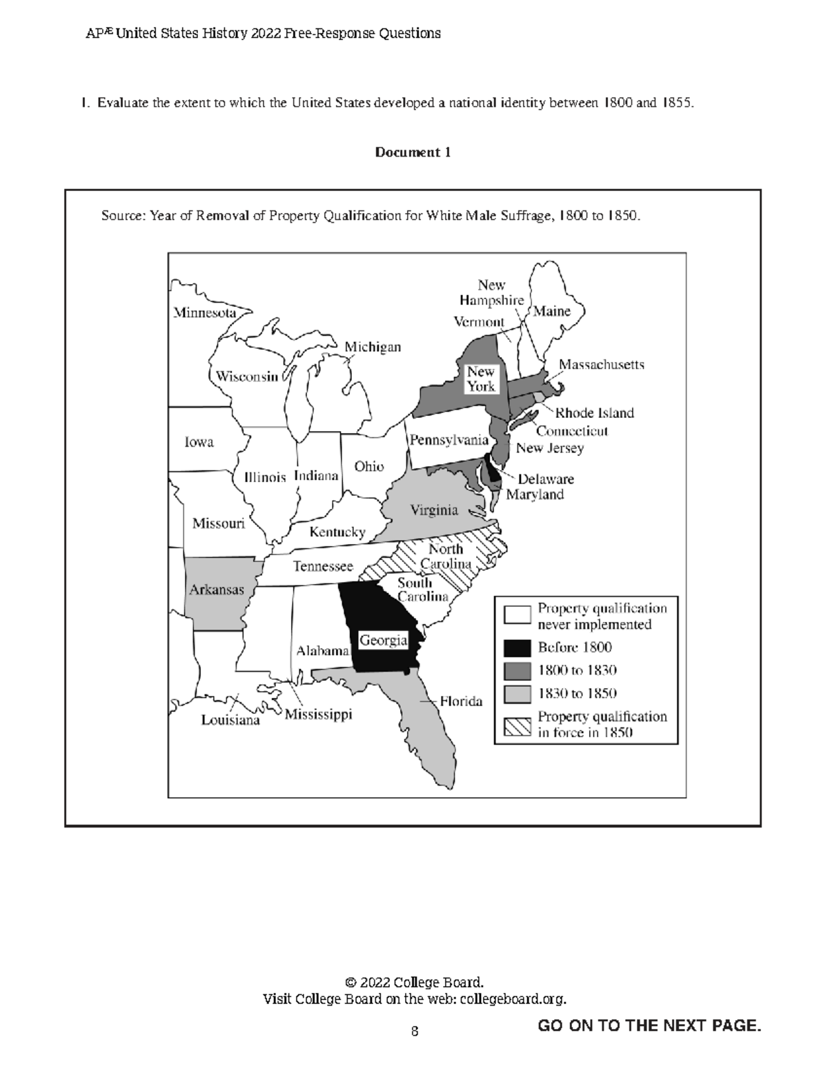 US History 2022 DBQ: National Identity Development (1800-1855) - Studocu
