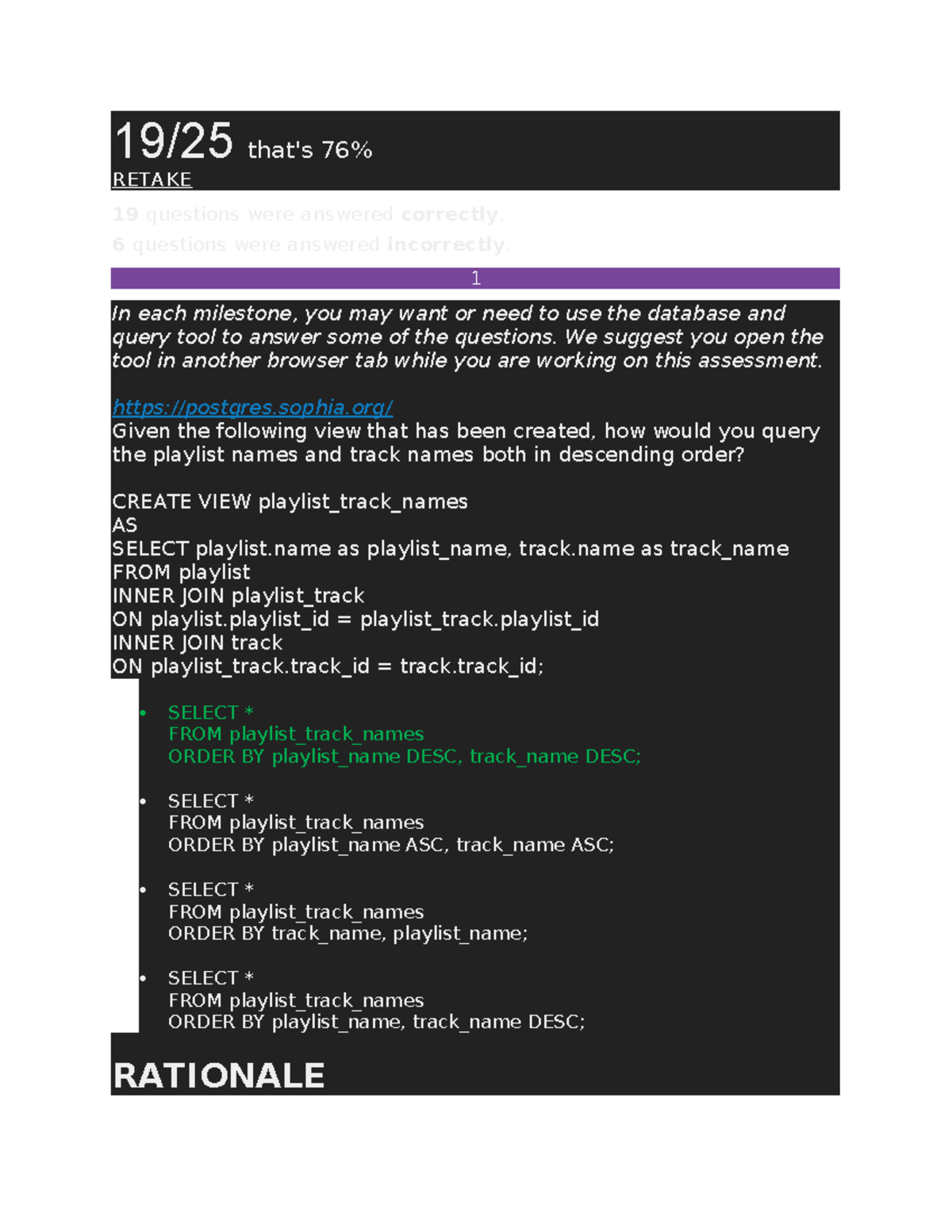 Advanced Database Commands - Milestone 2 Assessment Insights - Studocu