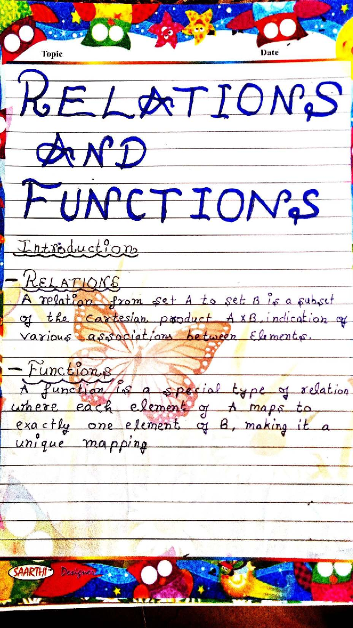 SAARTHI 101: Relations and Functions - Types and Properties - Studocu