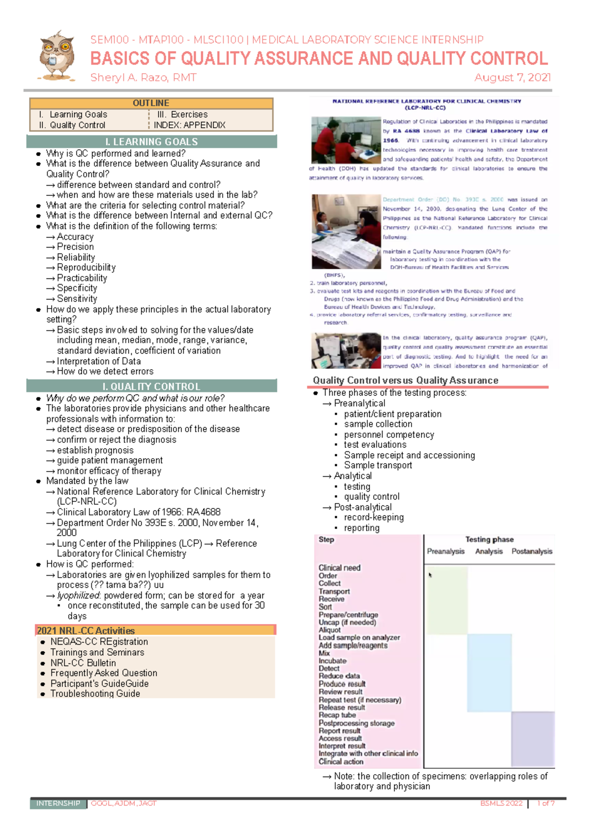 BSMLS 100: Quality Control & Assurance Overview for Medical Lab Science ...