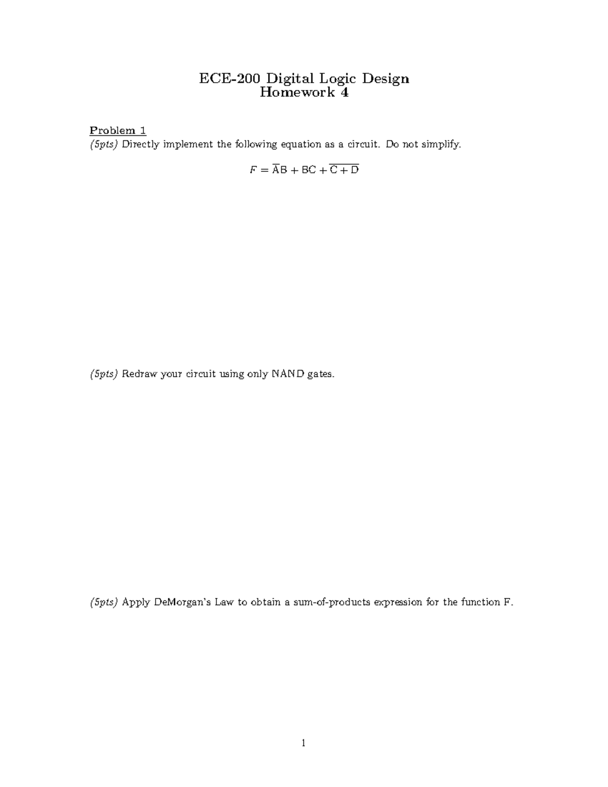 ECE-200 Homework 4: Digital Logic Design Problems and Solutions - Studocu