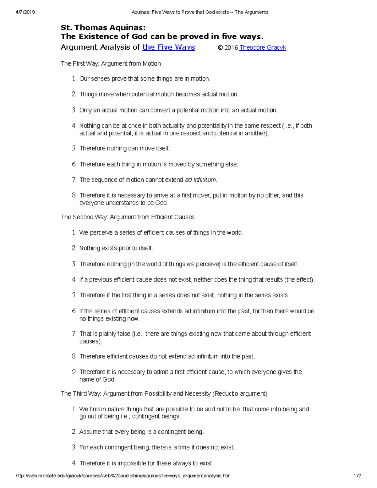 Aquinas: The Five Ways to Prove God's Existence - Argument Analysis ...