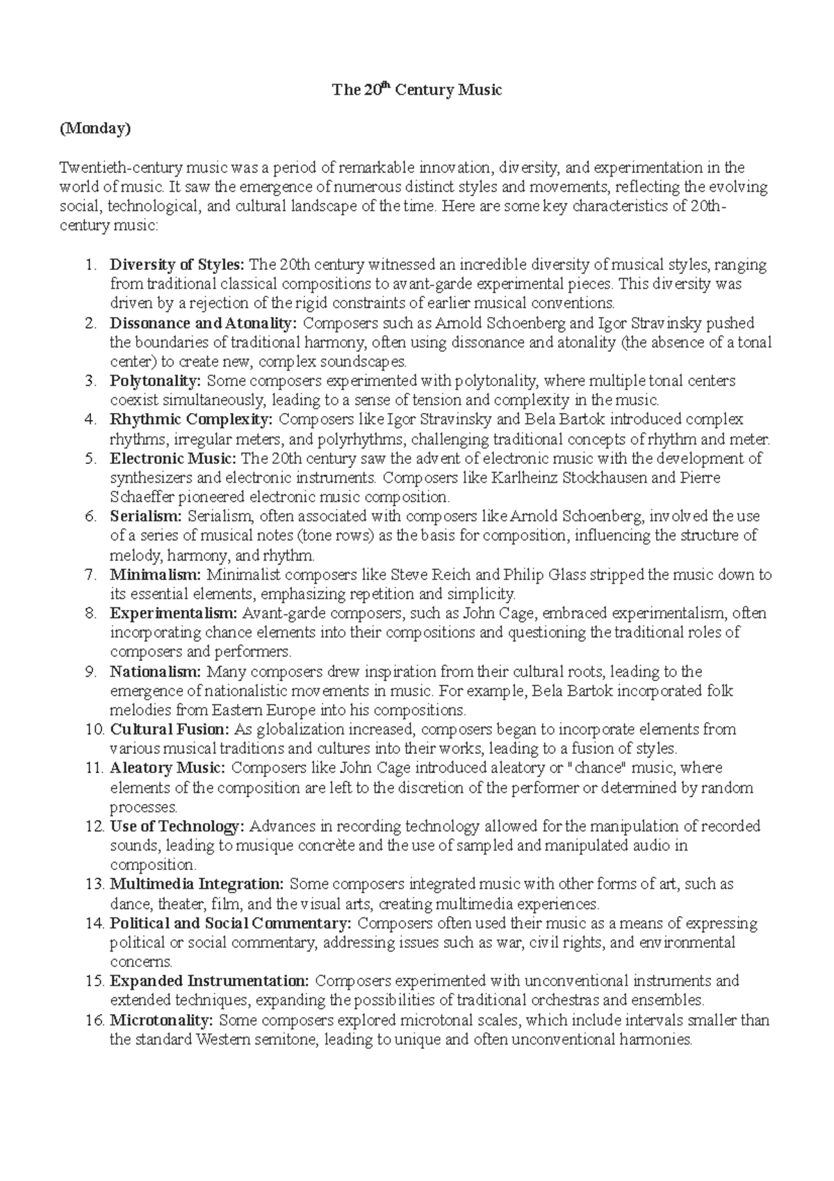 The 20th Century Music Sept0408 - The 20th Century Music (Monday ...