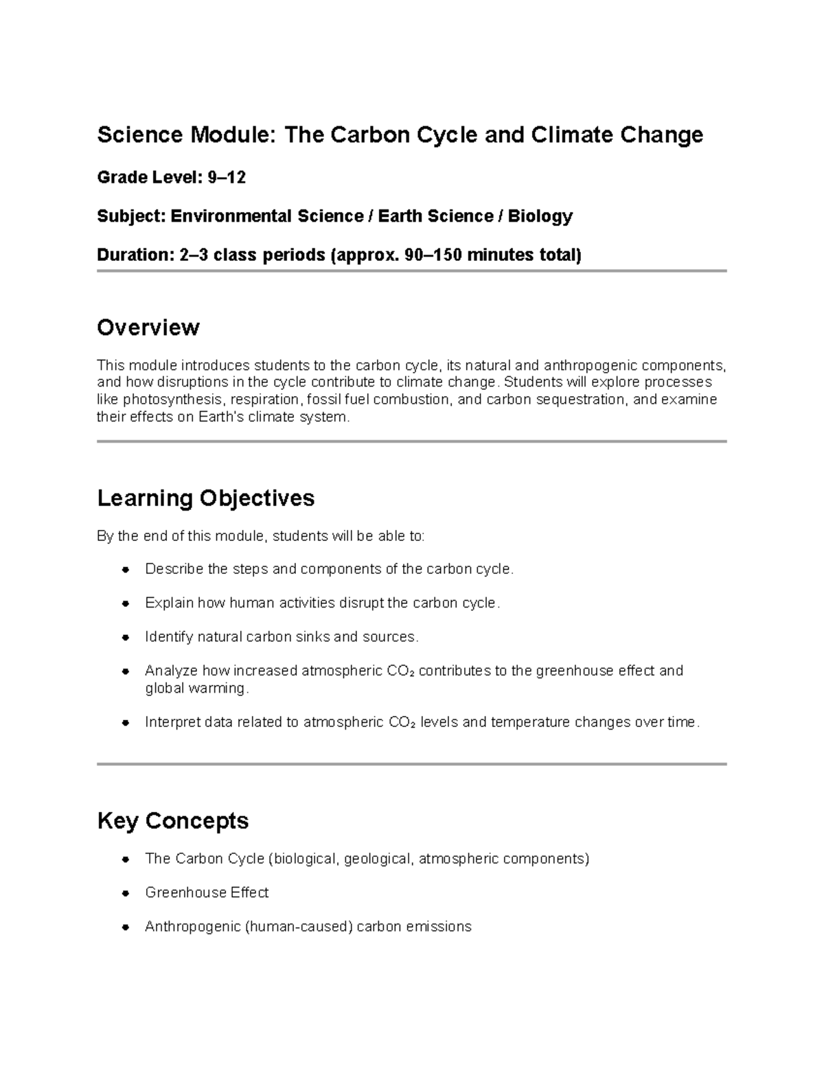 Environmental Science Module: The Carbon Cycle & Climate Change - Studocu