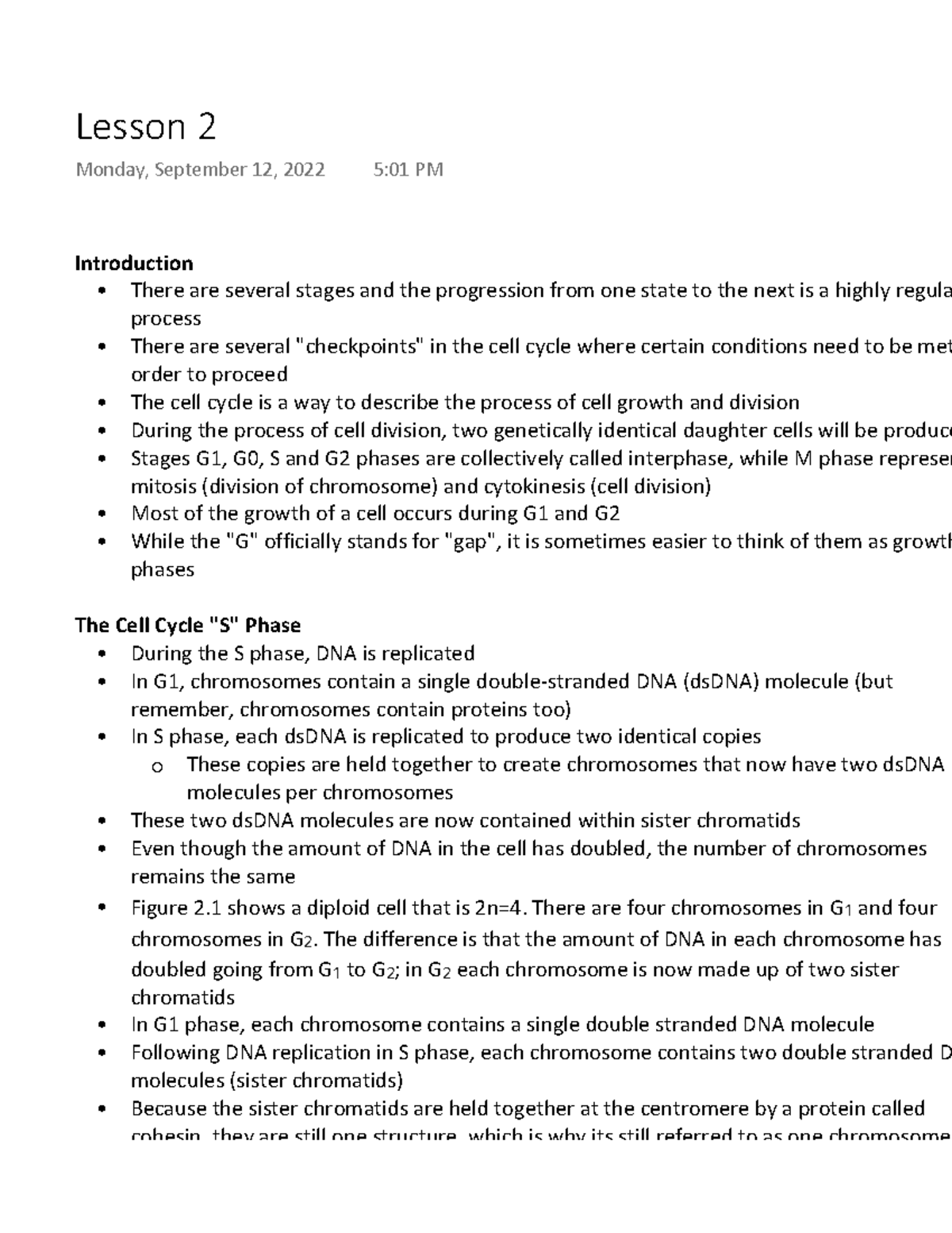 Biology 101: Lesson 2 - Understanding the Cell Cycle and DNA Structure ...
