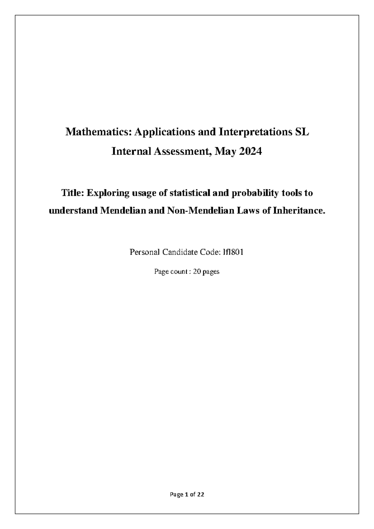 Maths IA Final Submission - Mathematics: Applications and ...