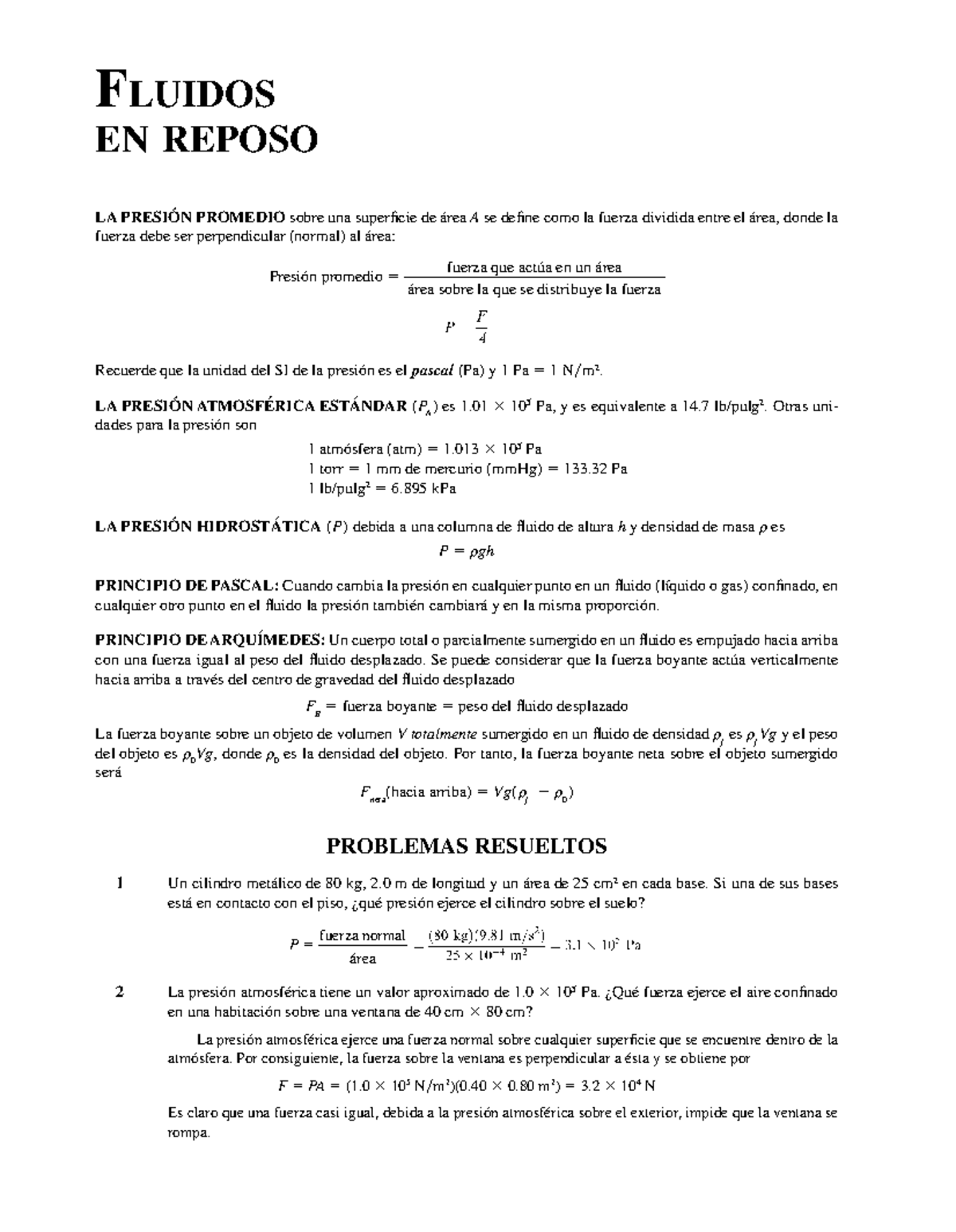 Fluidos en Reposo - Introducción a la Presión y Principios Básicos - Studocu