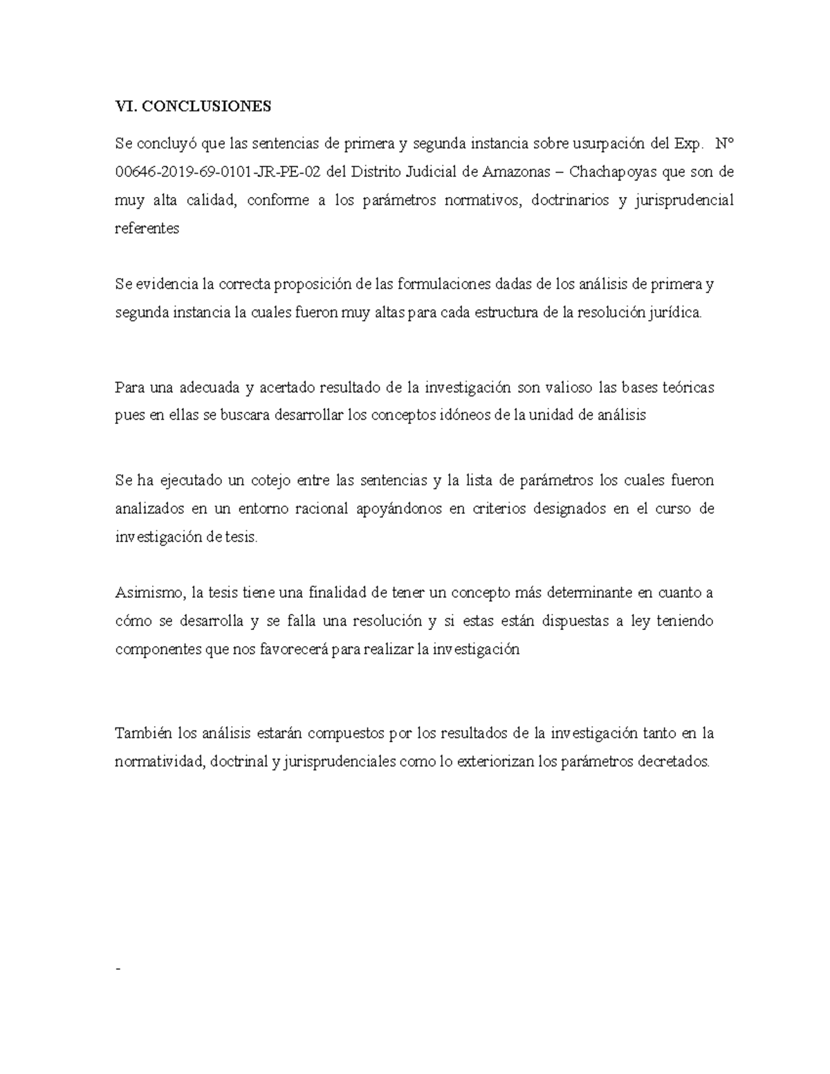 Conclusiones- Recomendaciones - VI. CONCLUSIONES Se concluyó que las ...