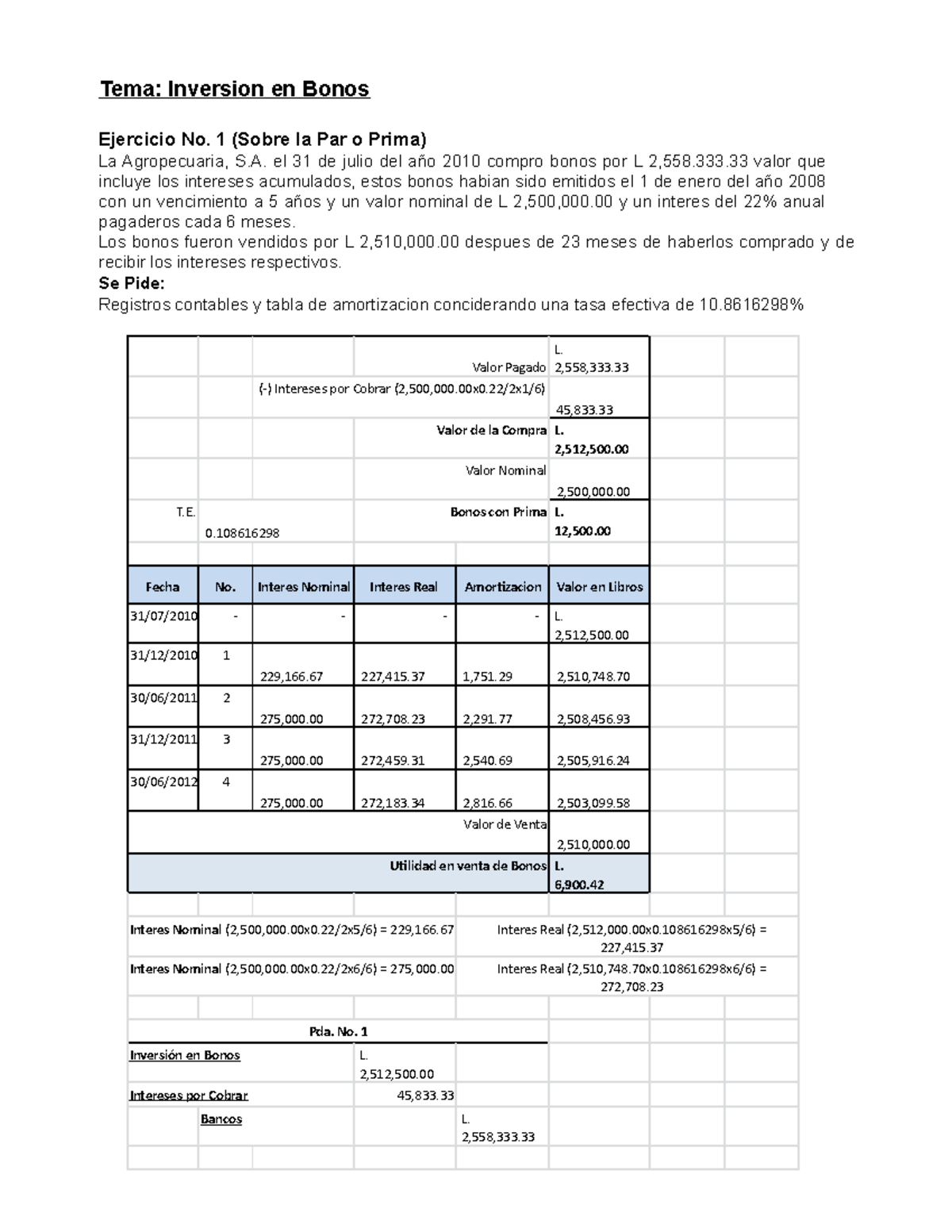 Ejercicios de Inversión en Bonos: Análisis y Contabilidad (ECO-301 ...