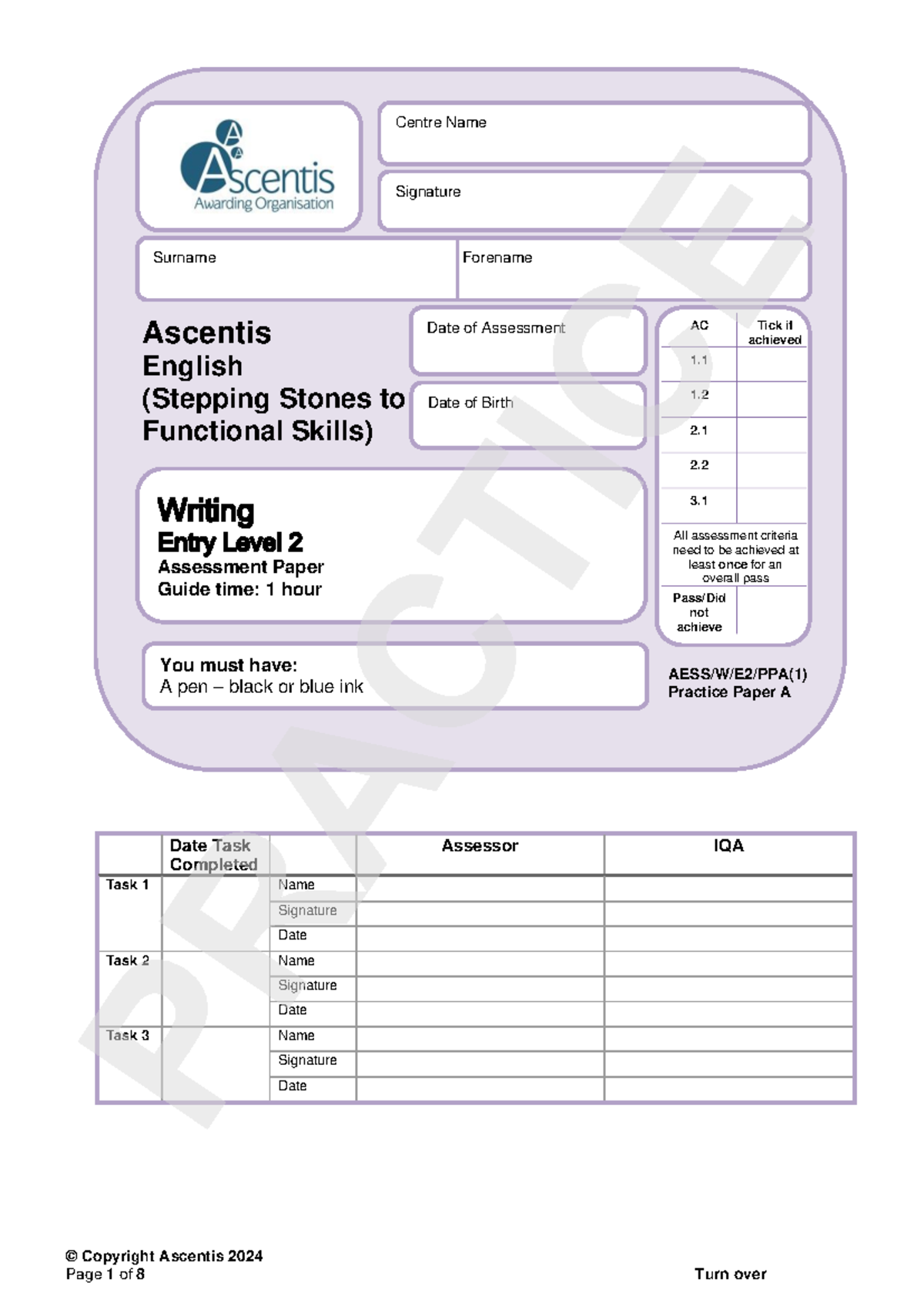 Entry 2 - English (Stepping Stones) - Writing Assessment Paper A - Studocu