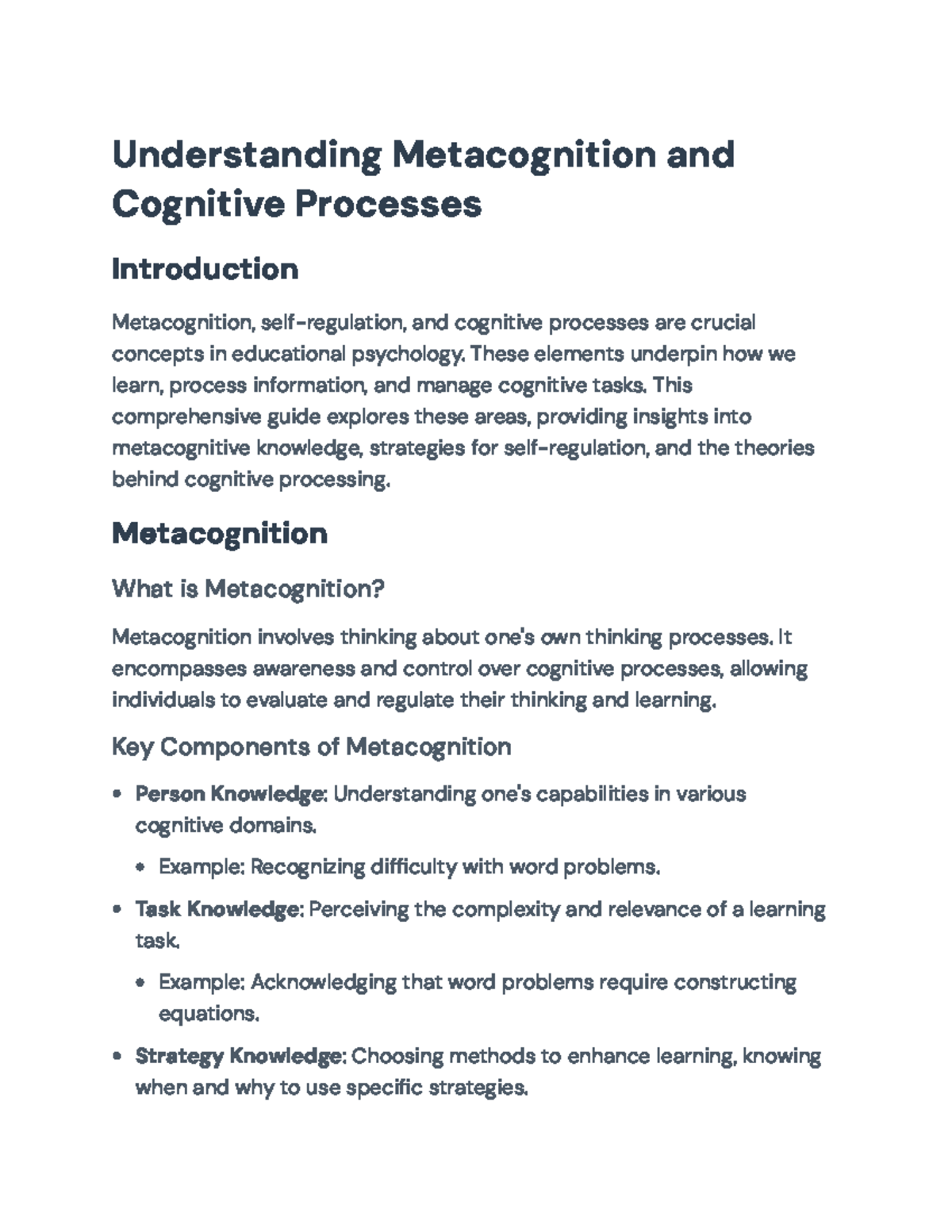 MET 101: Metacognition & Self-Regulation Strategies Guide for Learning ...