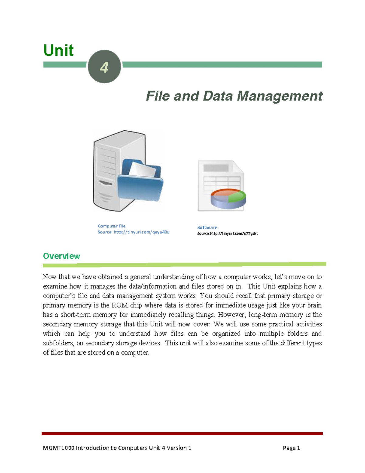 MGMT1000 Unit 4: Overview of File and Data Management Techniques - Studocu