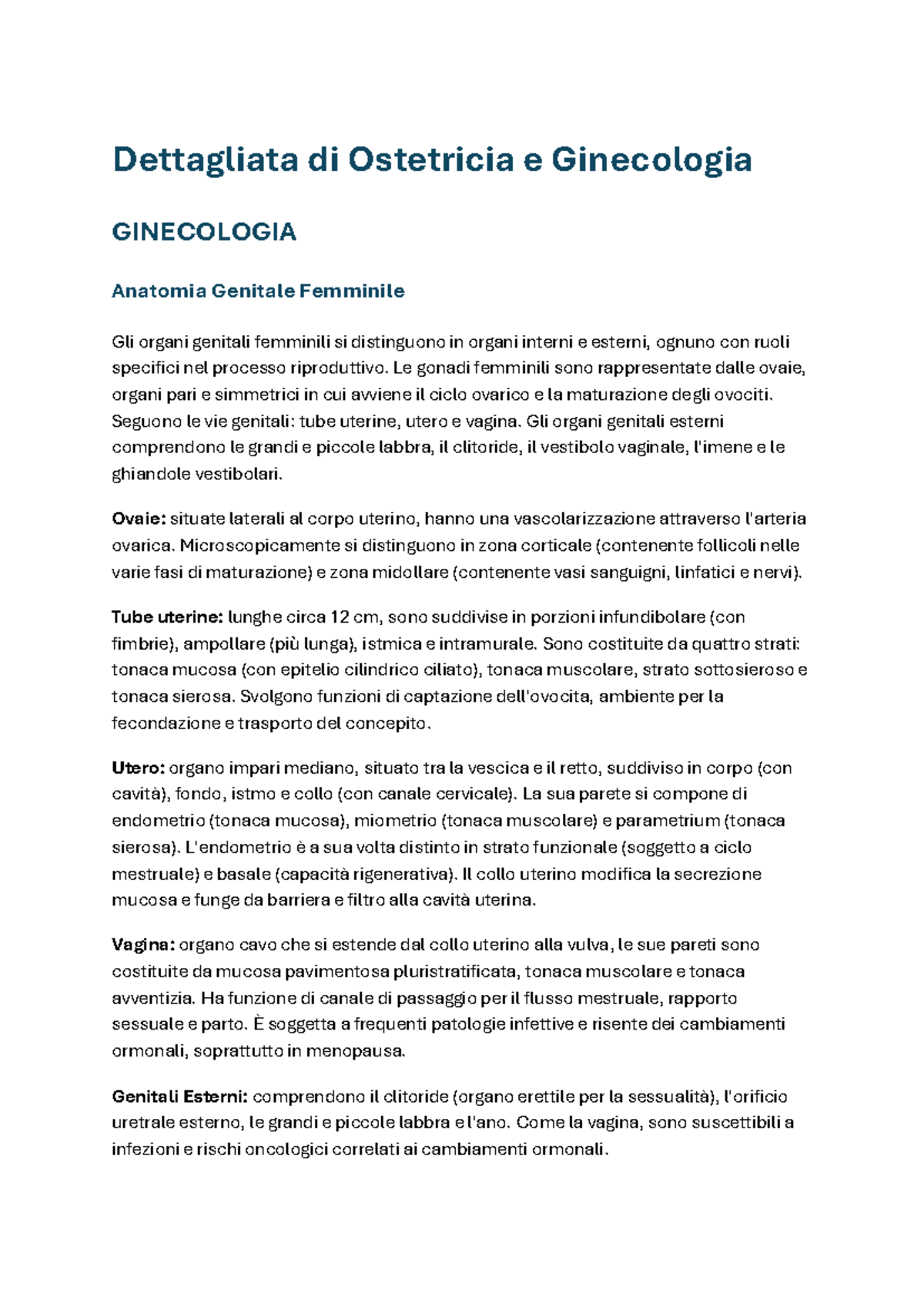 Dettagli di Ostetricia e Ginecologia - Anatomia e Fisiologia ...