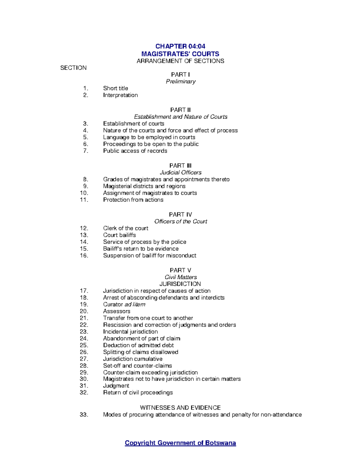 CHAPTER 04:04 MAGISTRATES COURT - STRUCTURE AND JURISDICTION - Studocu