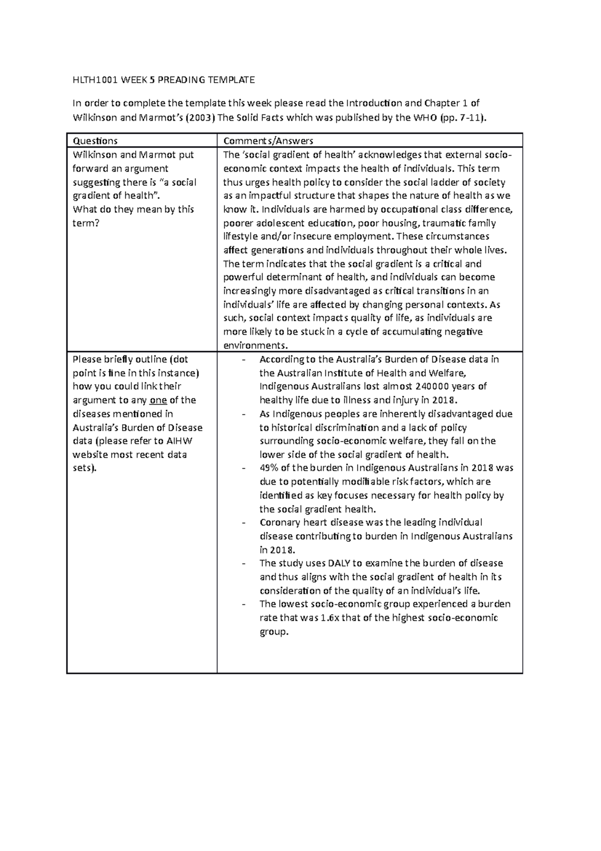 HLTH1001 WEEK 5 Reading Template - HLTH1001 WEEK 5 PREADING TEMPLATE In order to complete the ...