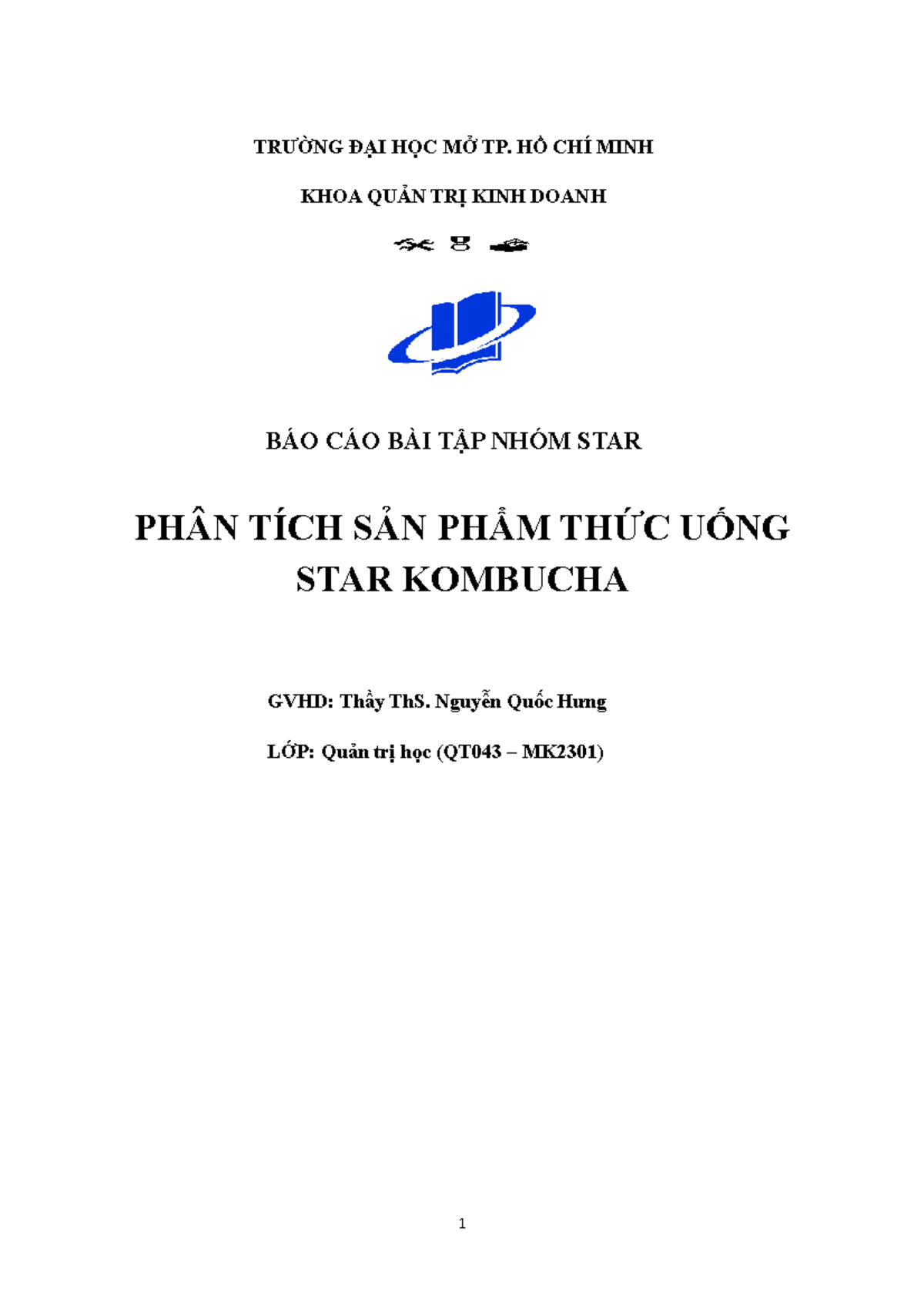 Phân Tích Sản Phẩm Star Kombucha - Bài Tiểu Luận QT043-MK2301 - Studocu
